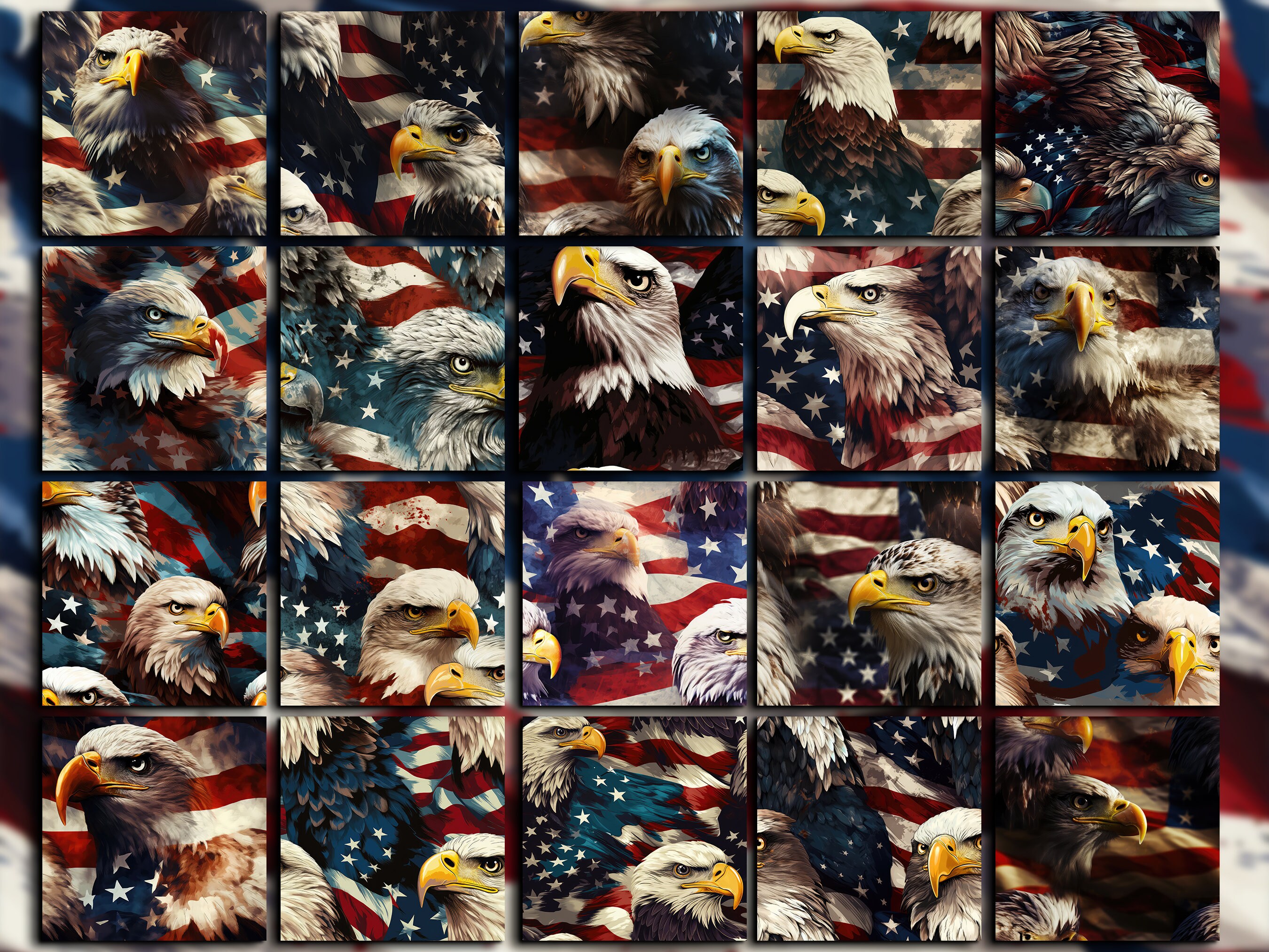 American Bald Eagle Seamless Pattern Digital Download Tile Background ...