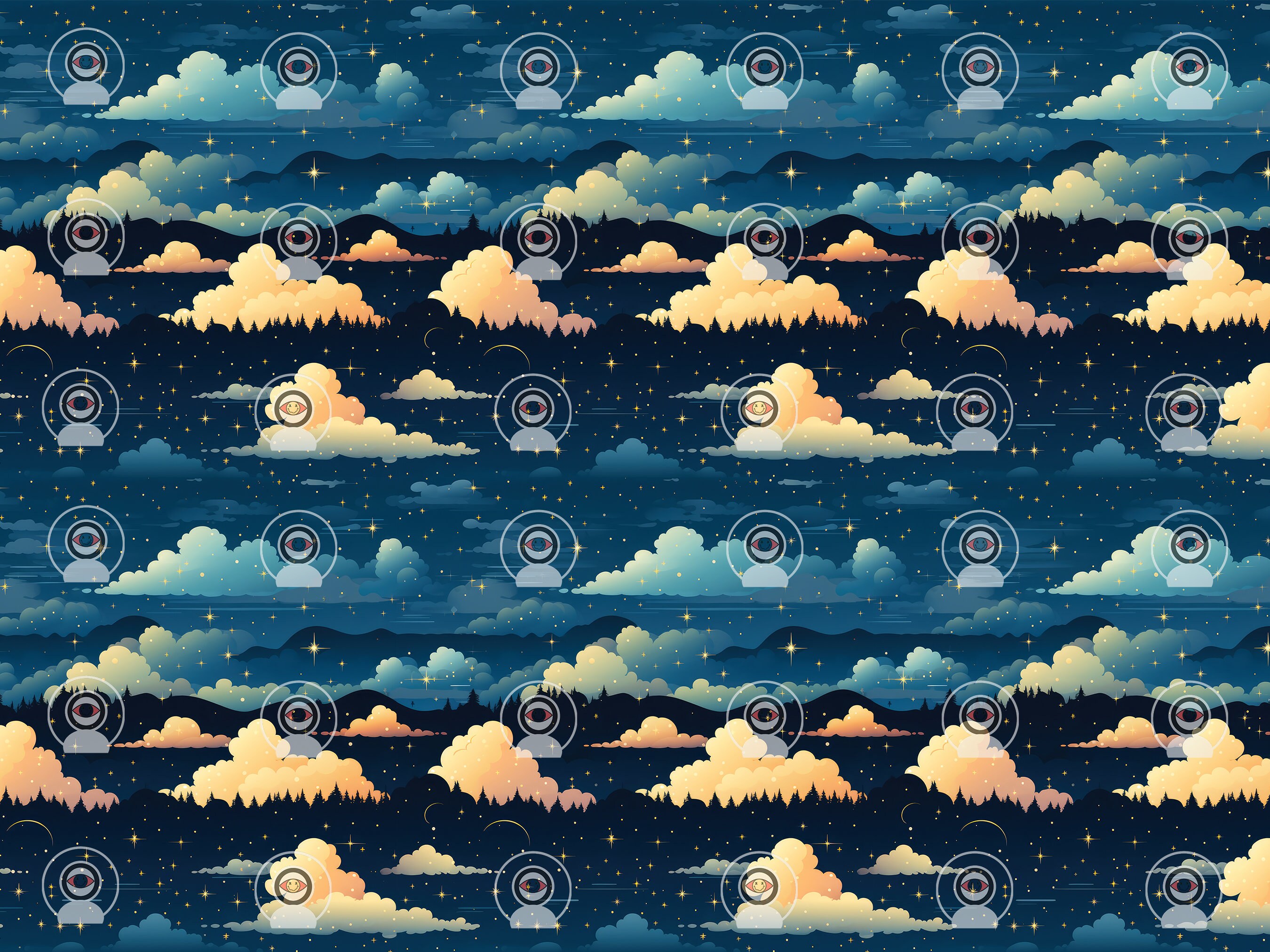 Aesthetic Night Sky Seamless Pattern Digital Download Starry Night Tile ...
