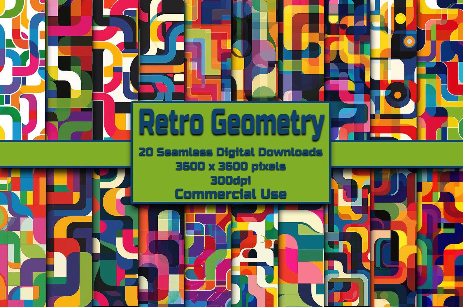 Retro Geometry Seamless Pattern Digital Download Tile Background ...