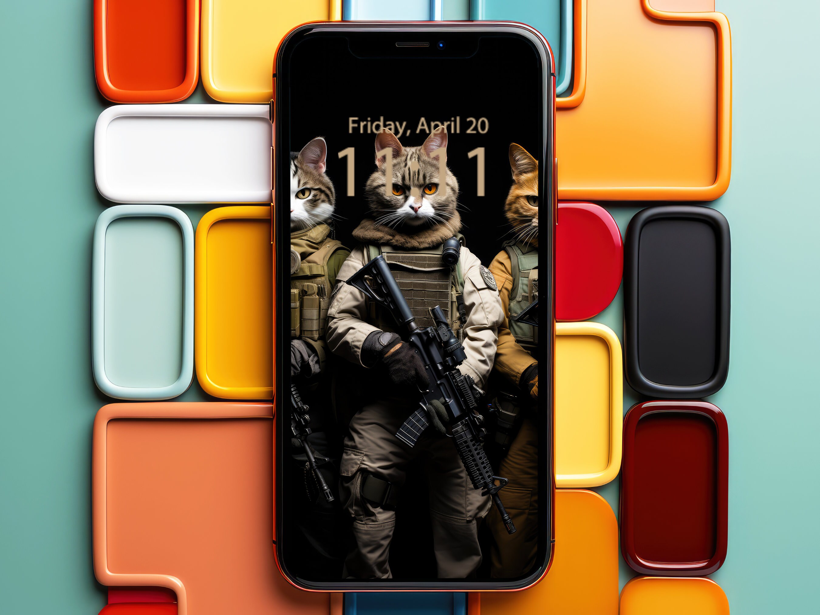 Military Cats Phone Wallpaper 12 Digital Download Backgrounds Combat ...