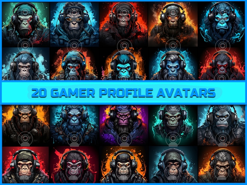 Epic Gorilla Gamer 20 Digital Download Gaming Profile Logos, High ...