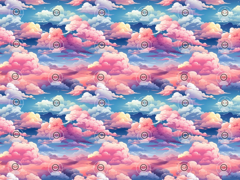 Pastel Clouds Seamless Pattern Digital Download Tile Background Pastel ...