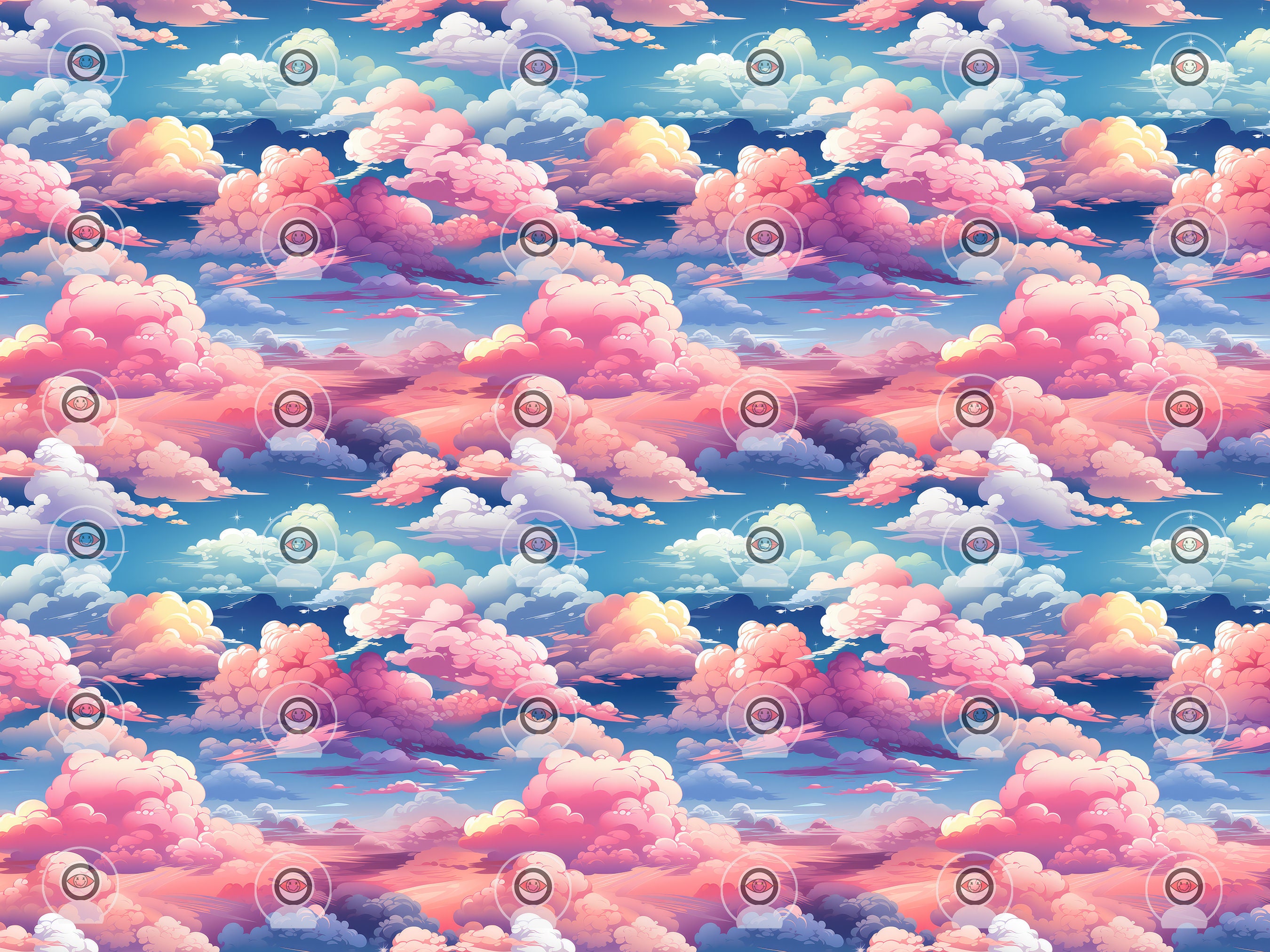 Pastel Clouds Seamless Pattern Digital Download Tile Background Pastel ...