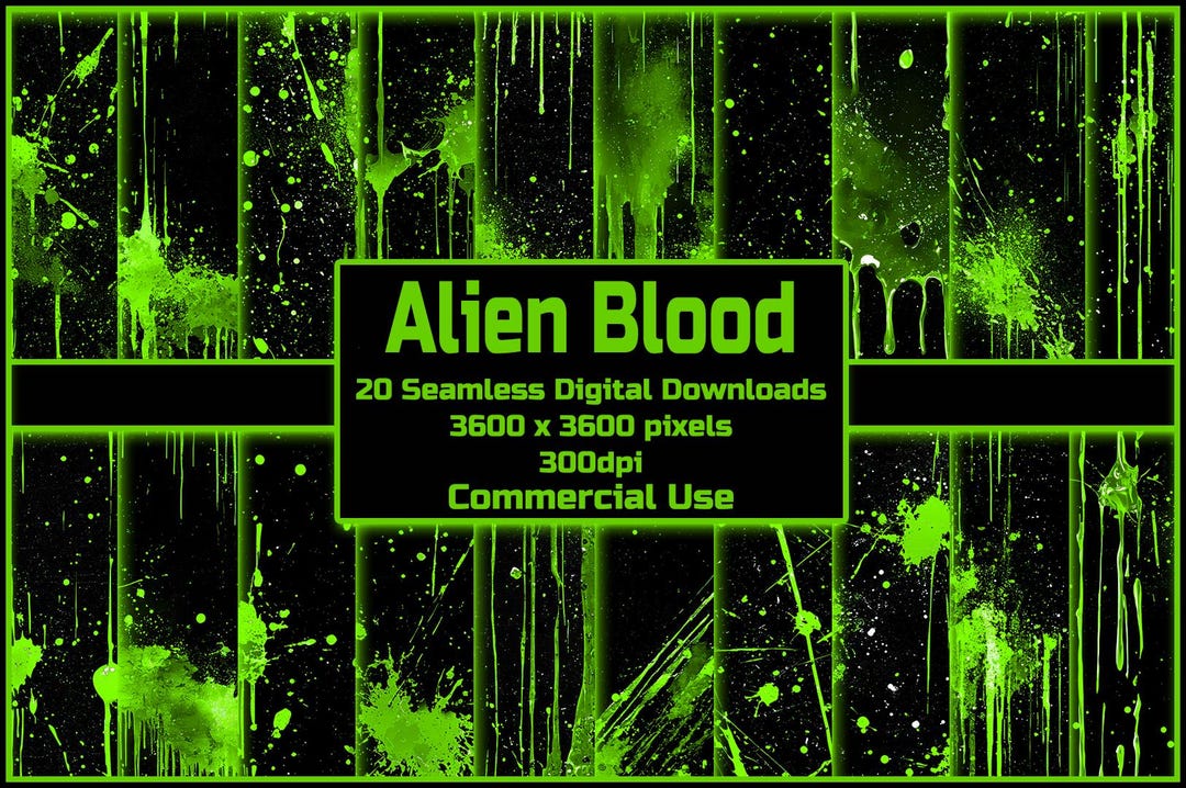 Alien Blood Seamless Pattern Digital Download Tile Background Horror ...