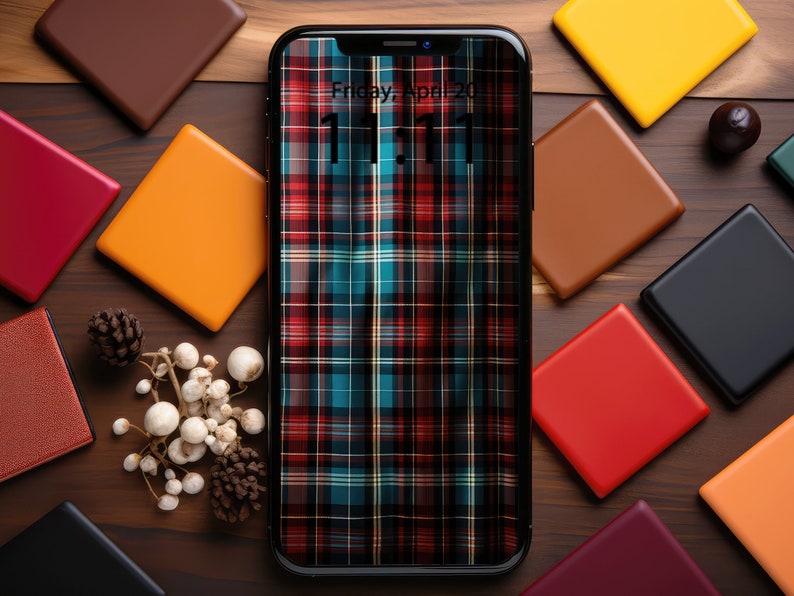 Holiday Plaid Phone Wallpaper 12 Digital Download Backgrounds Christmas ...