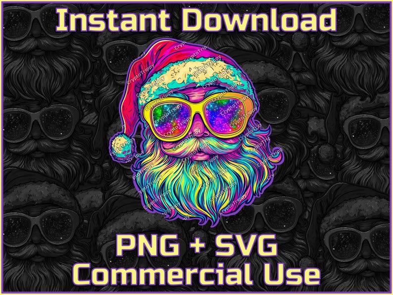 Trippy Santa Digital Download Transparent PNG SVG Psychedelic Santa ...