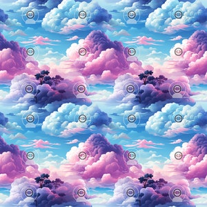 Pastel Clouds Seamless Pattern Digital Download Tile Background Pastel ...