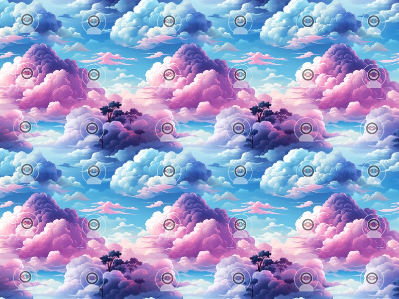 Pastel Clouds Seamless Pattern Digital Download Tile Background Pastel ...