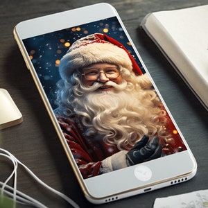 Santa Claus Mobile Wallpaper 12 Digital Download Backgrounds Holiday ...