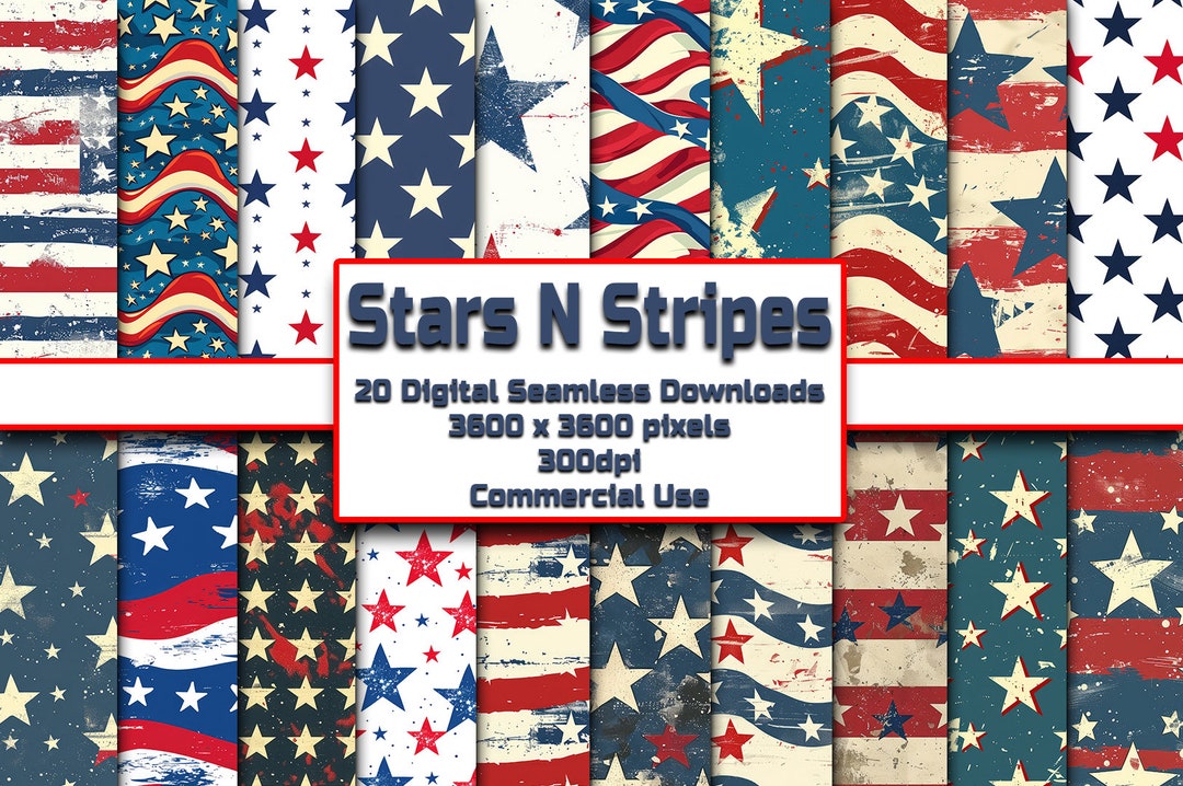 Stars & Stripes Seamless Pattern Digital Download Tile Background ...