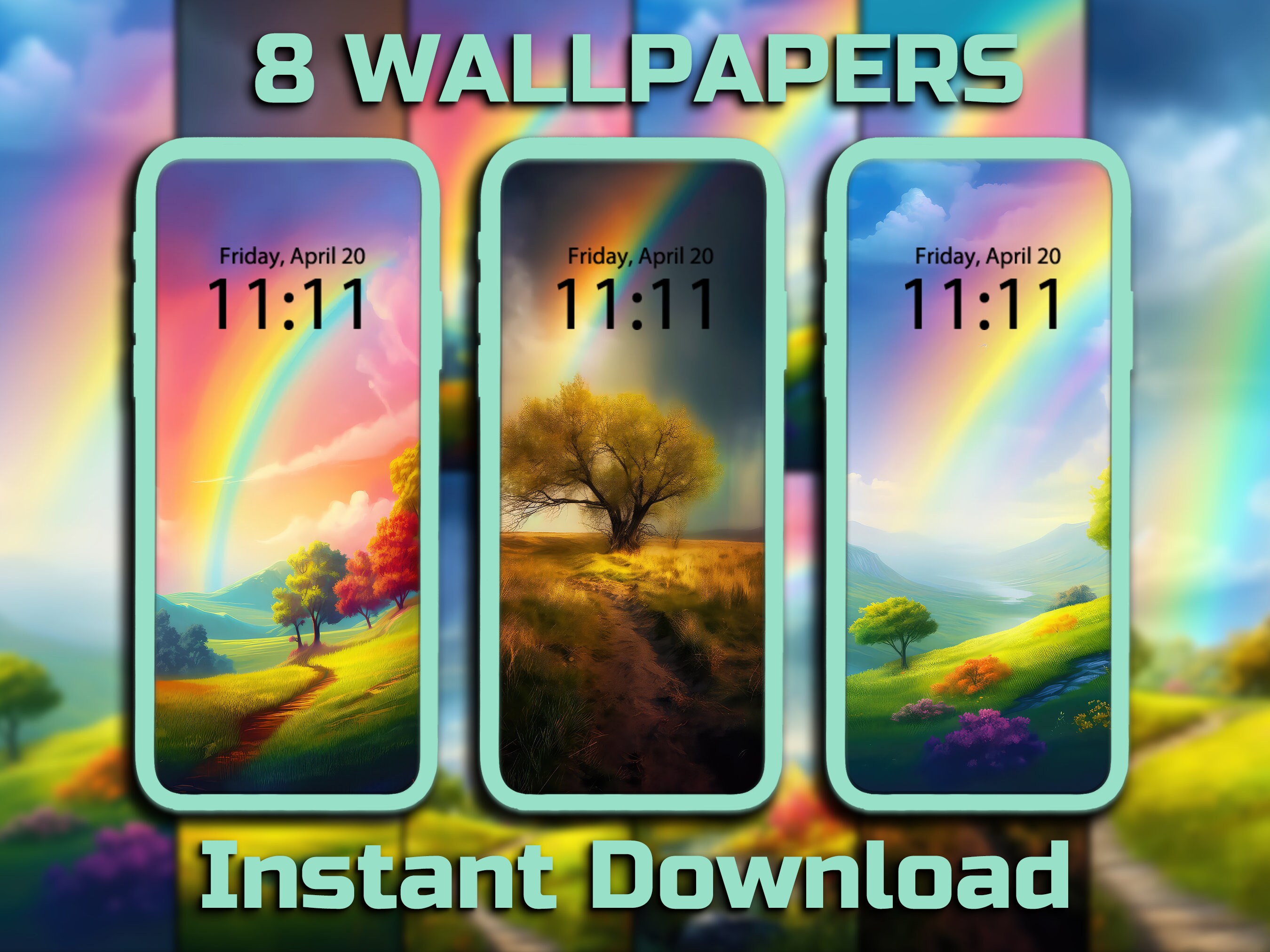 Rainbow Phone Wallpaper 8 Digital Download Backgrounds Pride iPhone ...