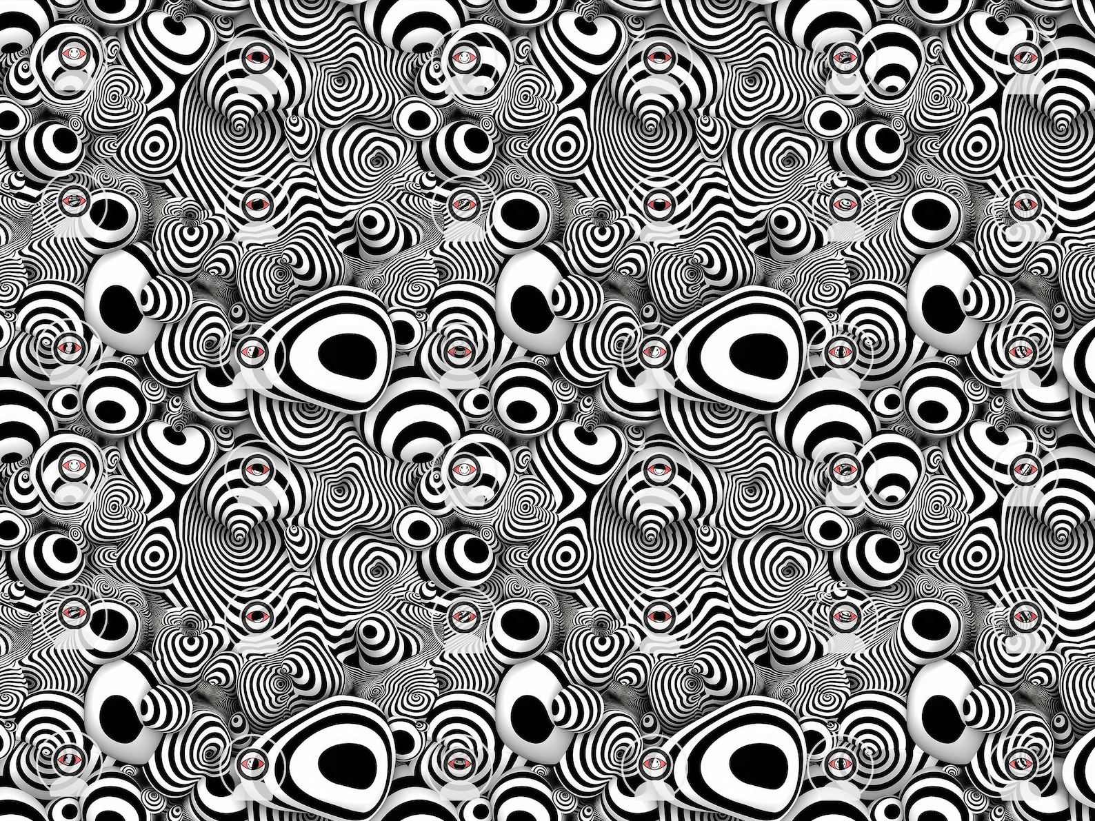 Trippy Black & White Seamless Pattern Digital Download Tile Background ...