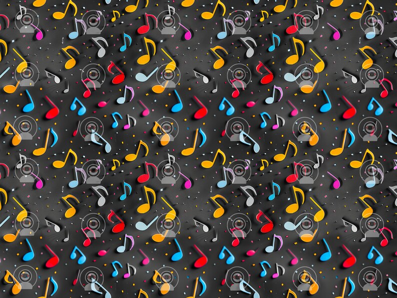 Musical Notes Seamless Pattern Digital Download Tile Background Music ...
