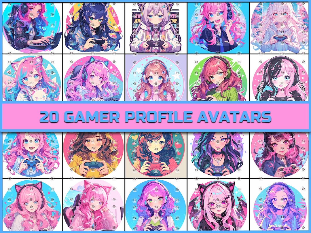 Anime Girl Gamer 20 Digital Download Gaming Profile Logos, High ...