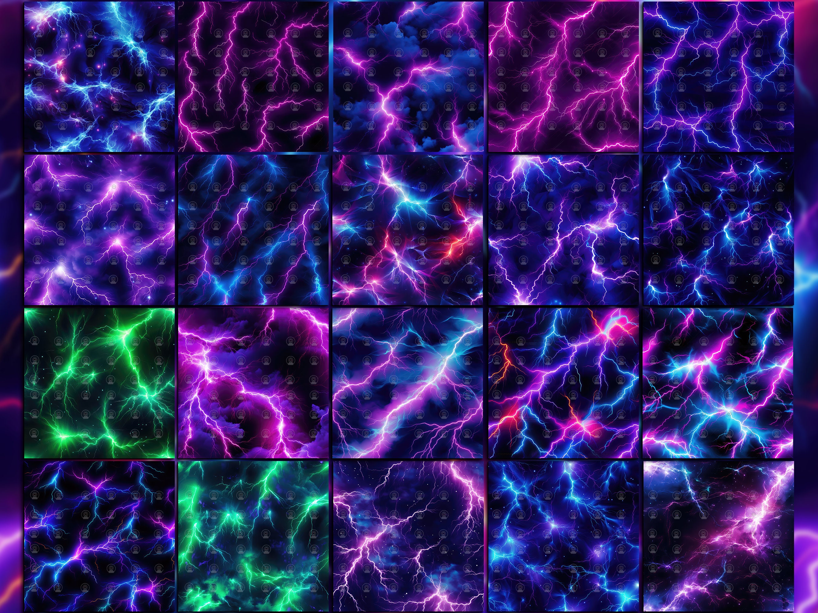 Neon Lightning Seamless Pattern Digital Download Tile Background ...