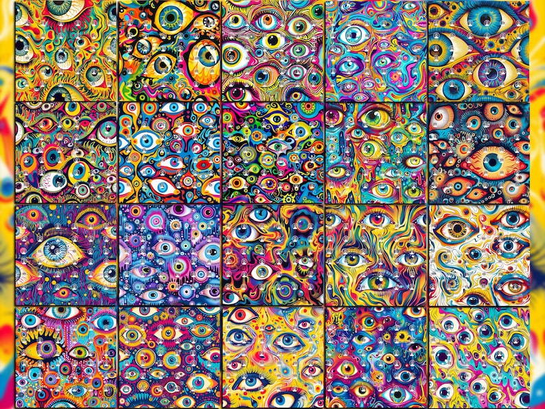 Trippy Eye Seamless Pattern Digital Download Tile Background ...