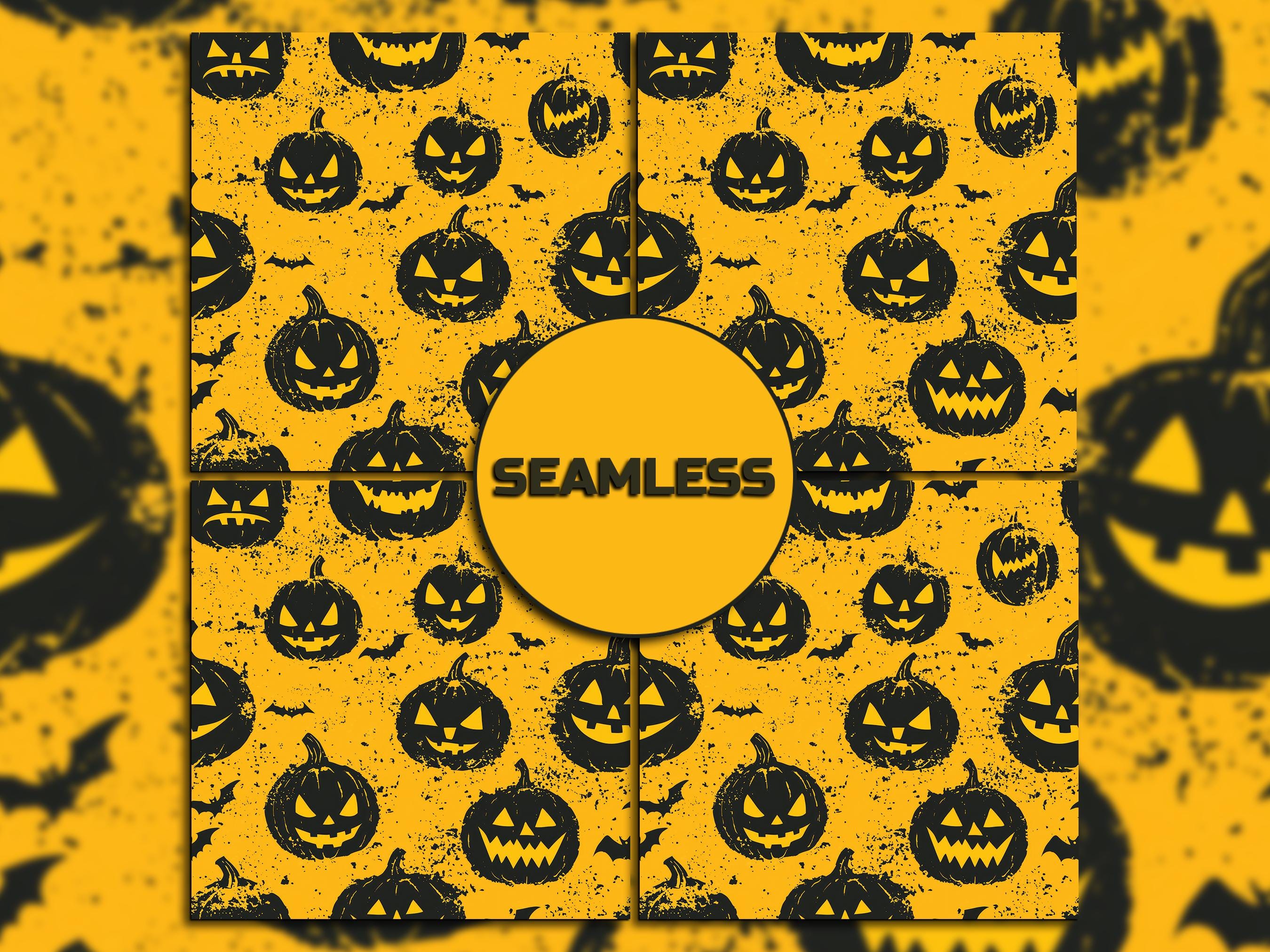 Jack-o-lantern Seamless Pattern Digital Download Tile Background ...