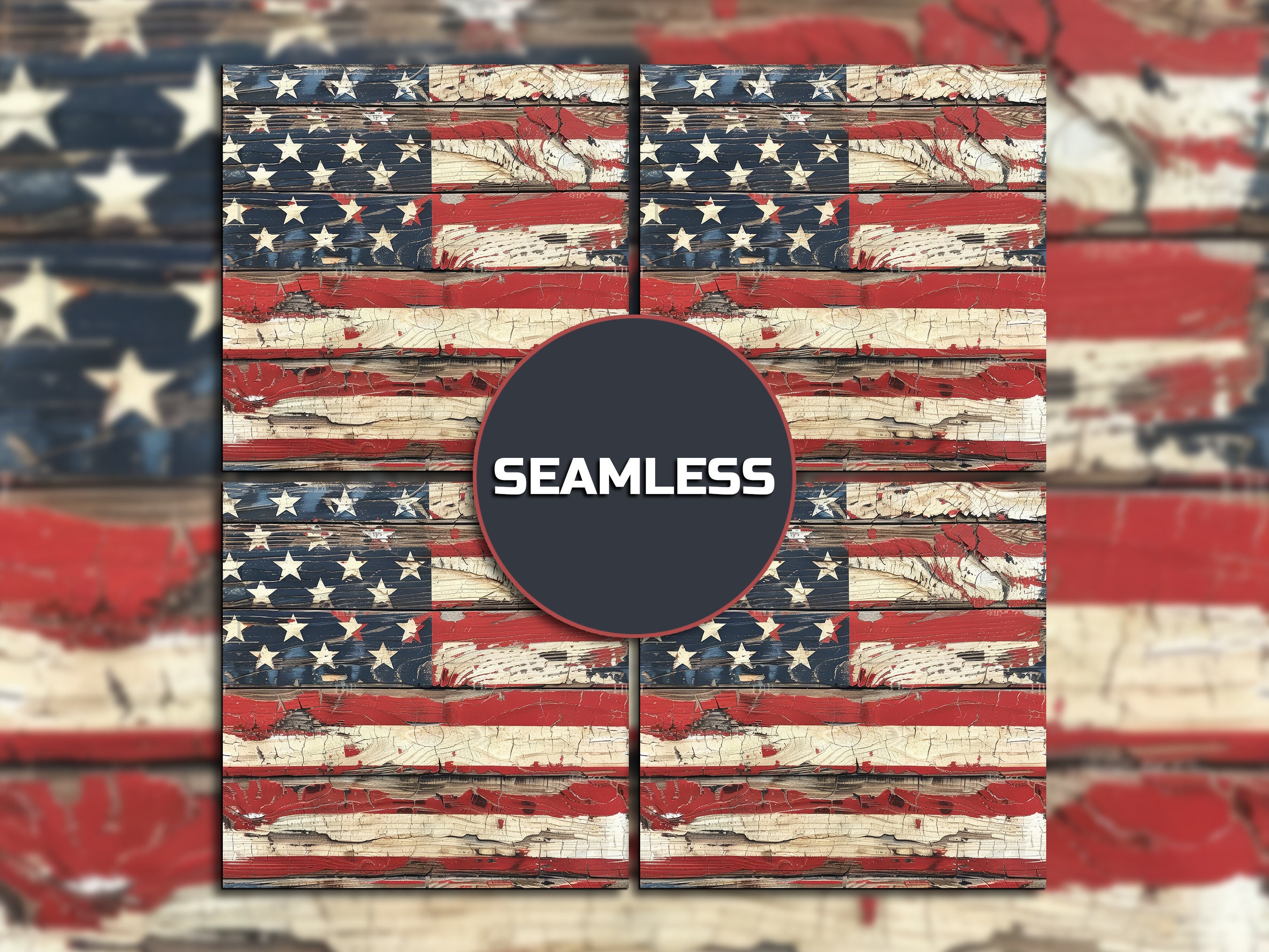 American Flag Distressed Wood Seamless Pattern Digital Download Tile ...