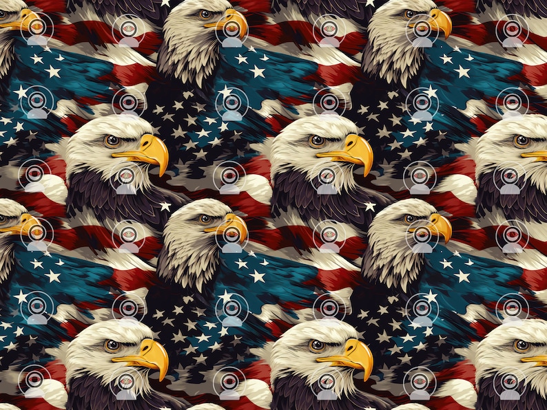 American Bald Eagle Seamless Pattern Digital Download Tile Background ...