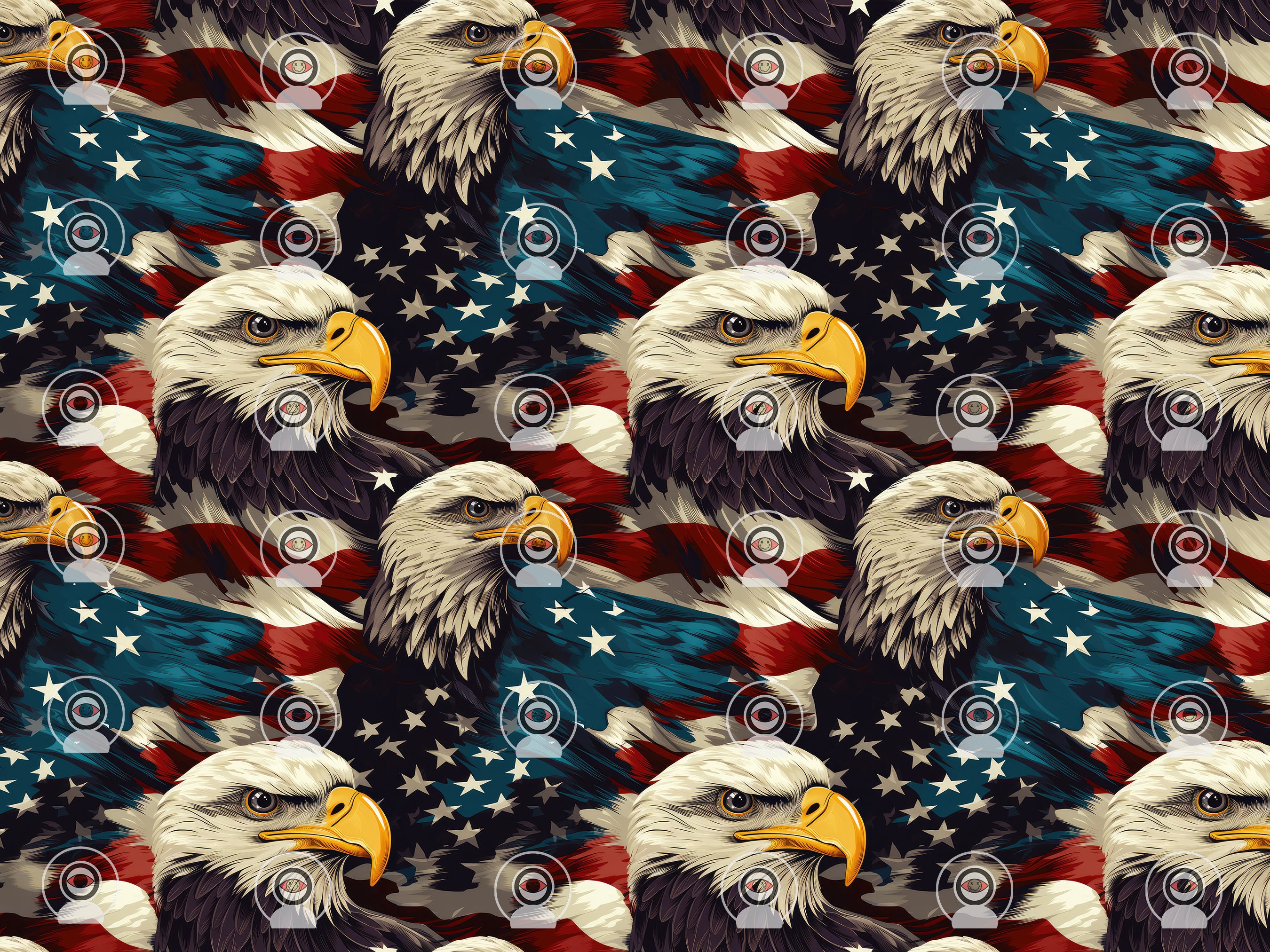 American Bald Eagle Seamless Pattern Digital Download Tile Background ...
