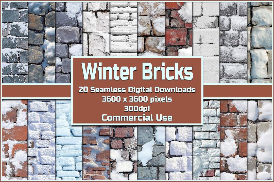 Winter Bricks Seamless Pattern Digital Download Tile Background ...