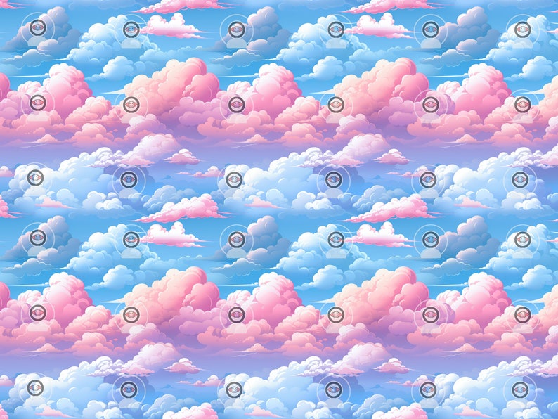Pastel Clouds Seamless Pattern Digital Download Tile Background Pastel ...