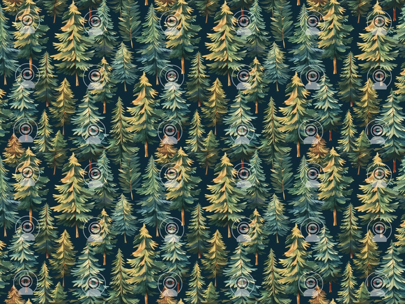 Evergreen Tree Seamless Pattern Digital Download Tile Background Pine ...
