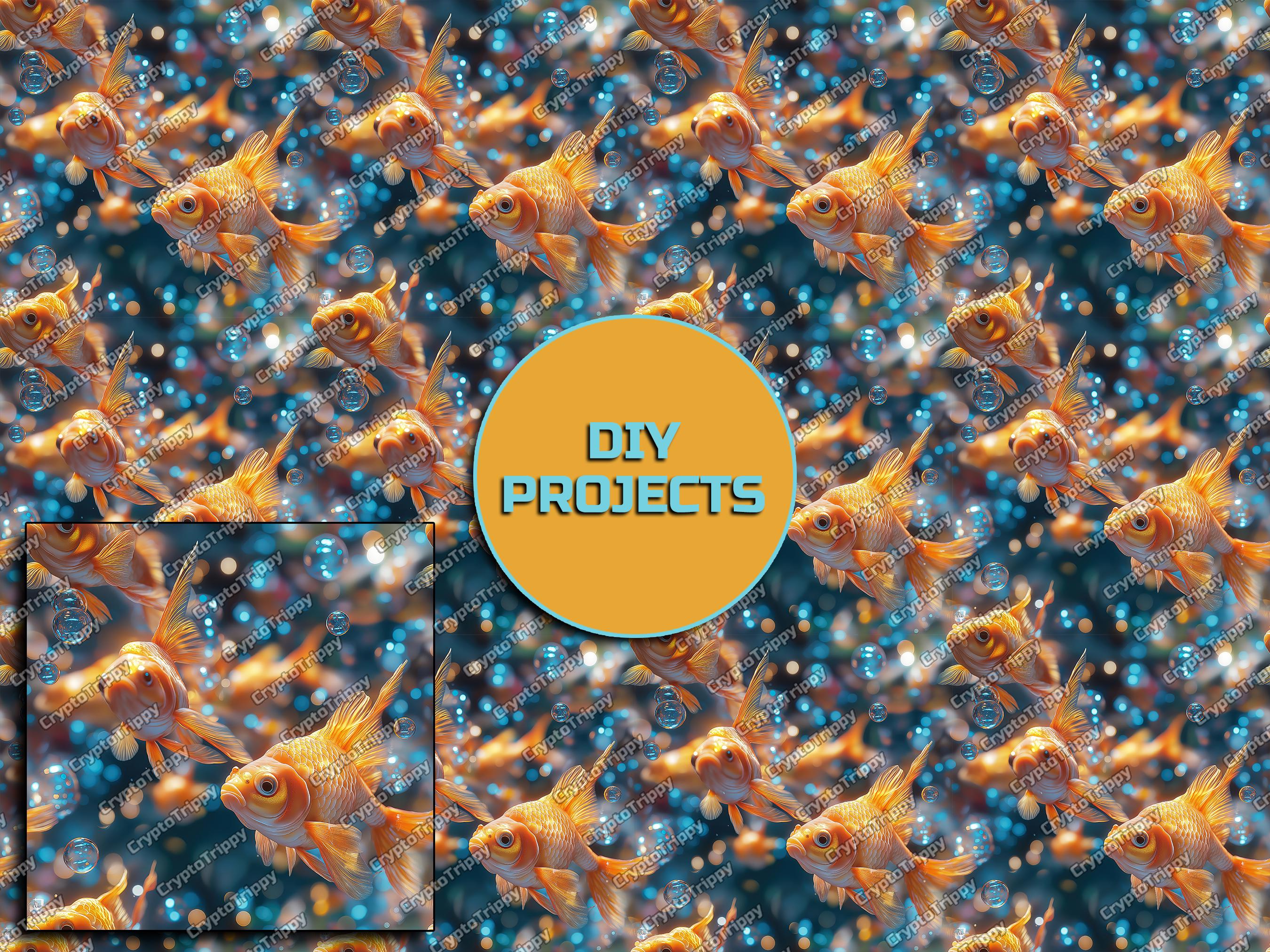 Goldfish Bubbles Seamless Pattern Digital Download Tile Background ...