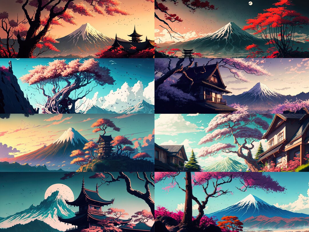 Anime Landscape Desktop Background 8 Pack 1 Digital - Etsy