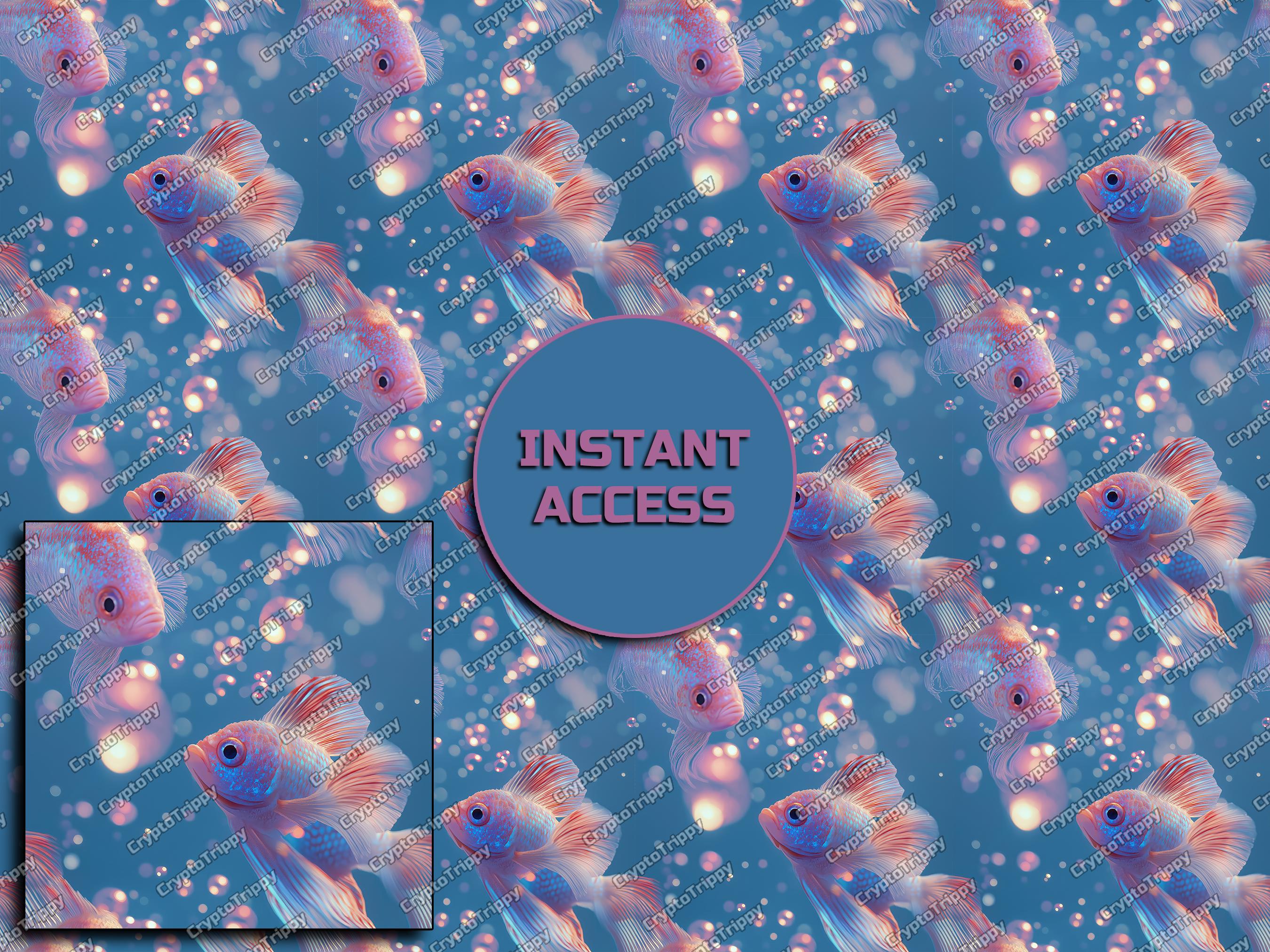 Goldfish Bubbles Seamless Pattern Digital Download Tile Background ...