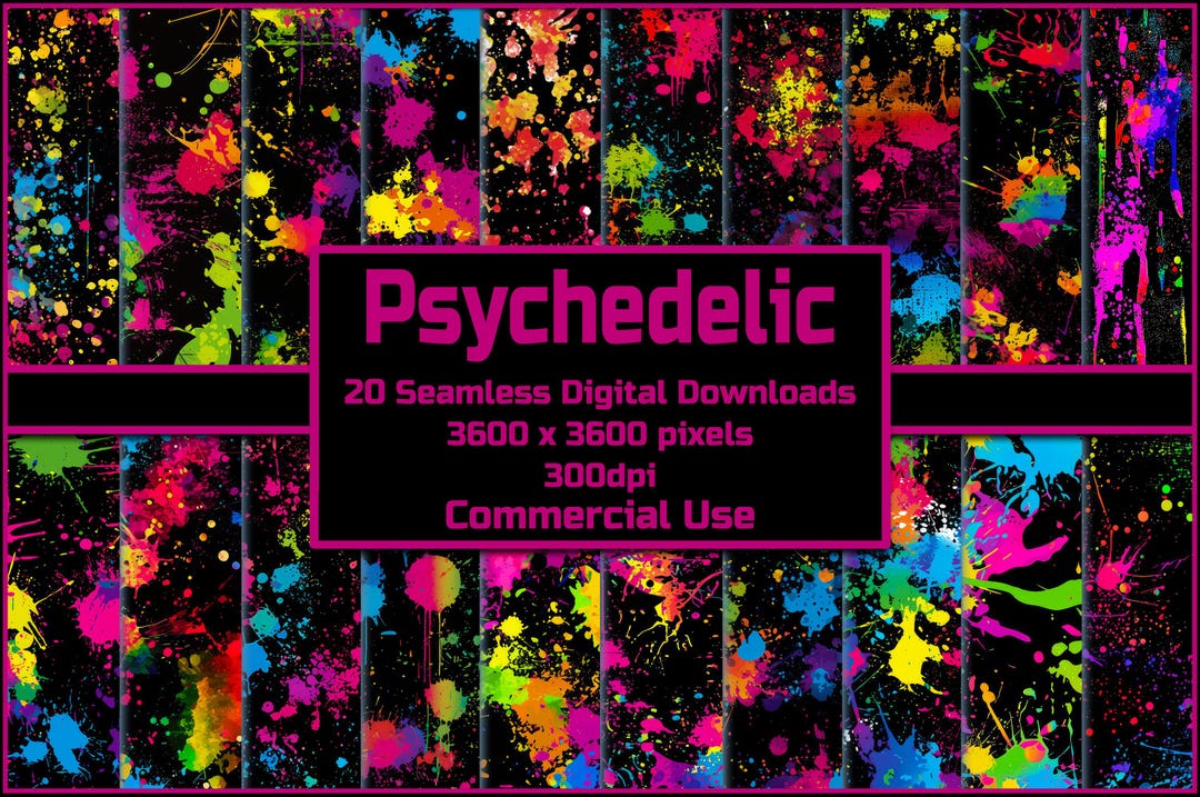 Psychedelic Splatter Seamless Pattern Digital Download Tile Background ...
