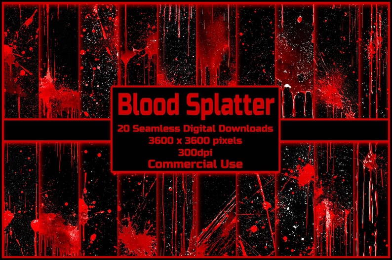 Blood Splatter Seamless Pattern Digital Download Tile Background Horror Wallpaper Commercial Use ...