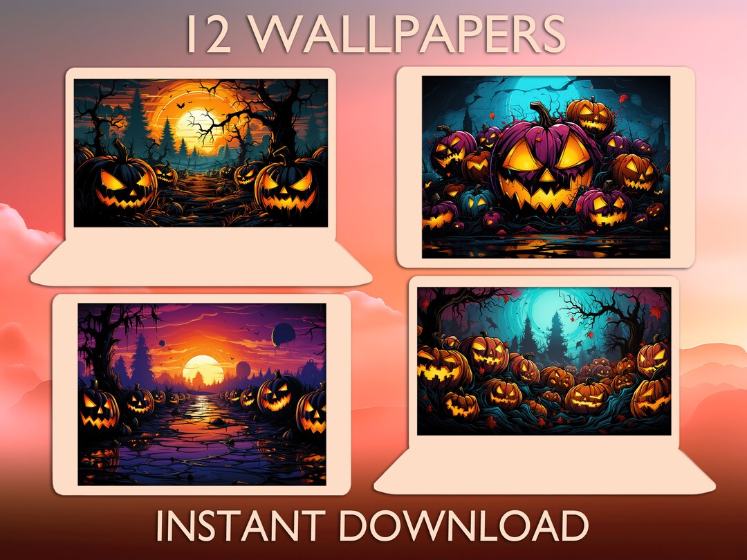 Halloween Pumpkin Desktop Wallpaper 12 Digital Download Backgrounds ...