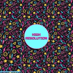 Neon 80's Seamless Pattern Digital Download Tile Background Printable ...