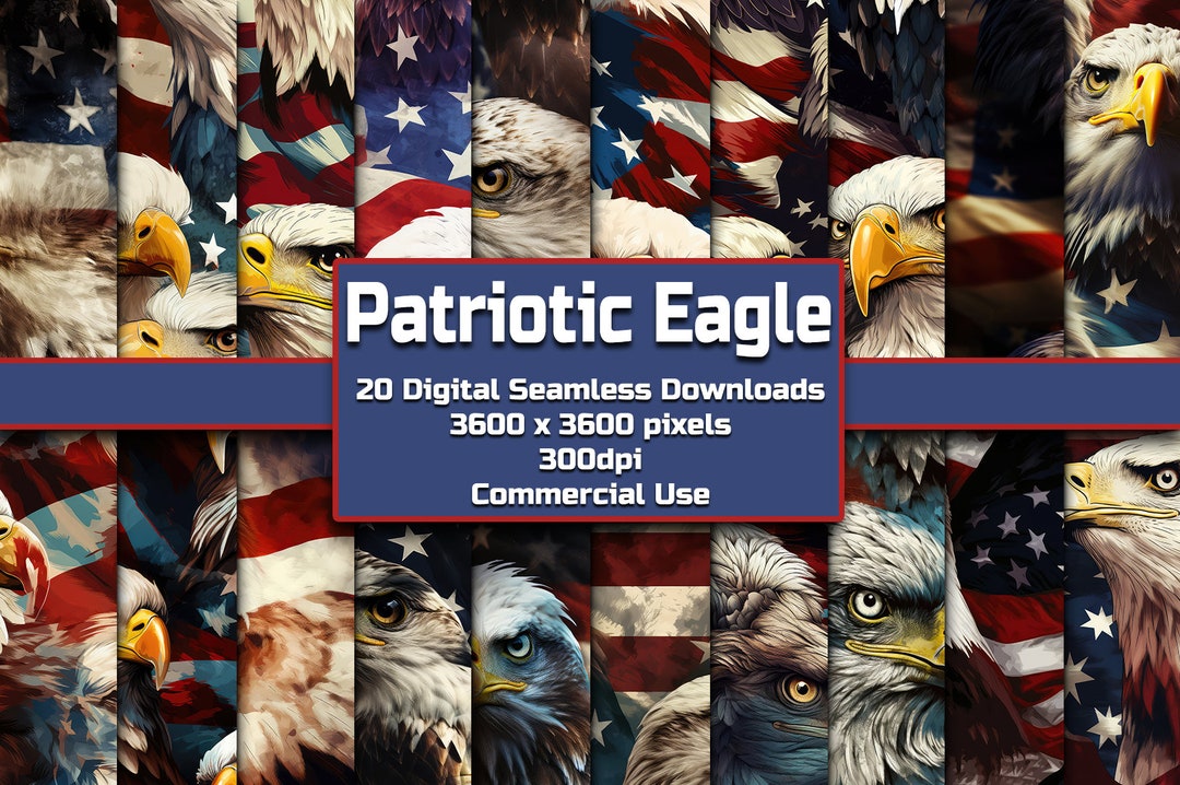 American Bald Eagle Seamless Pattern Digital Download Tile Background ...
