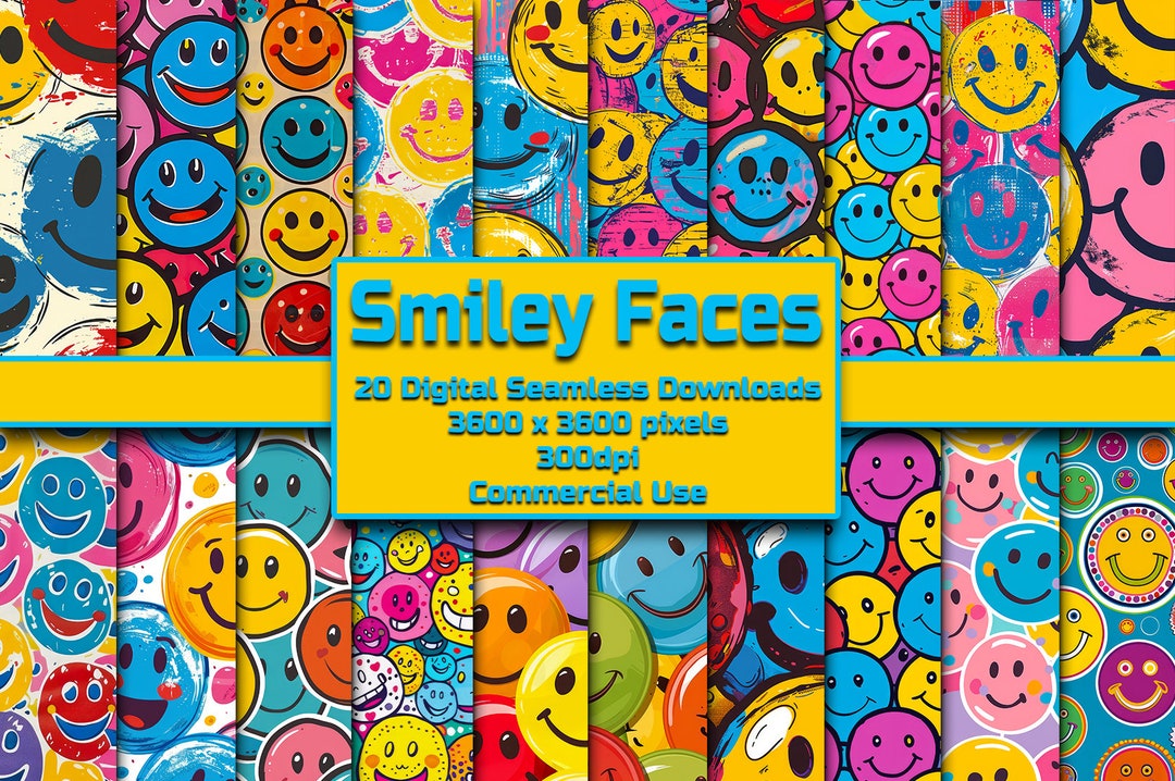 Smiley Emoji Seamless Pattern Digital Download Tile Background Emoji ...