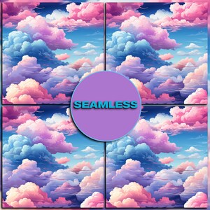 Pastel Clouds Seamless Pattern Digital Download Tile Background Pastel ...