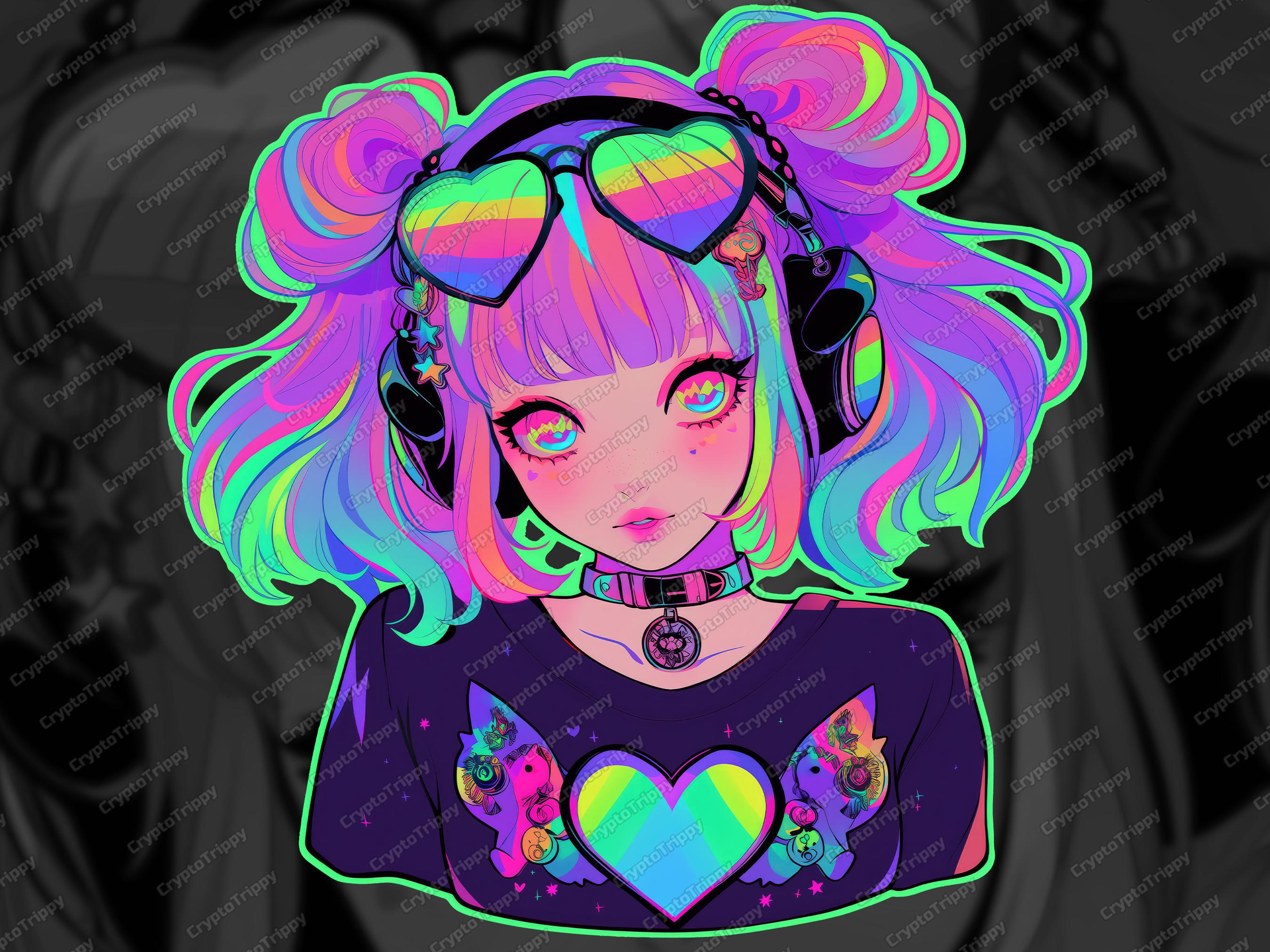 Trippy Gamer Girl Digital Download Transparent PNG SVG Psychedelic Clip ...