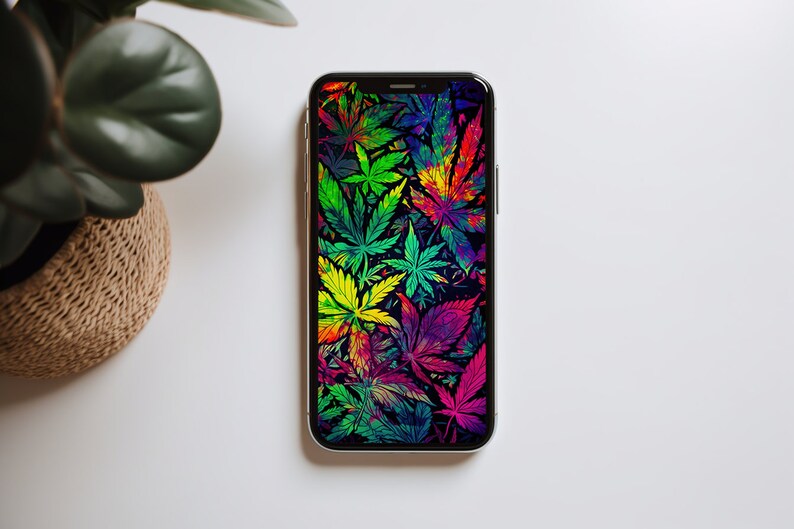 Trippy Cannabis Wallpaper 6 Pack Digital Download Backgrounds 420 ...