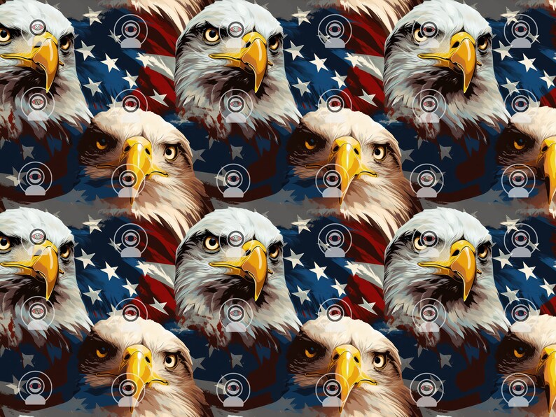 American Bald Eagle Seamless Pattern Digital Download Tile Background ...