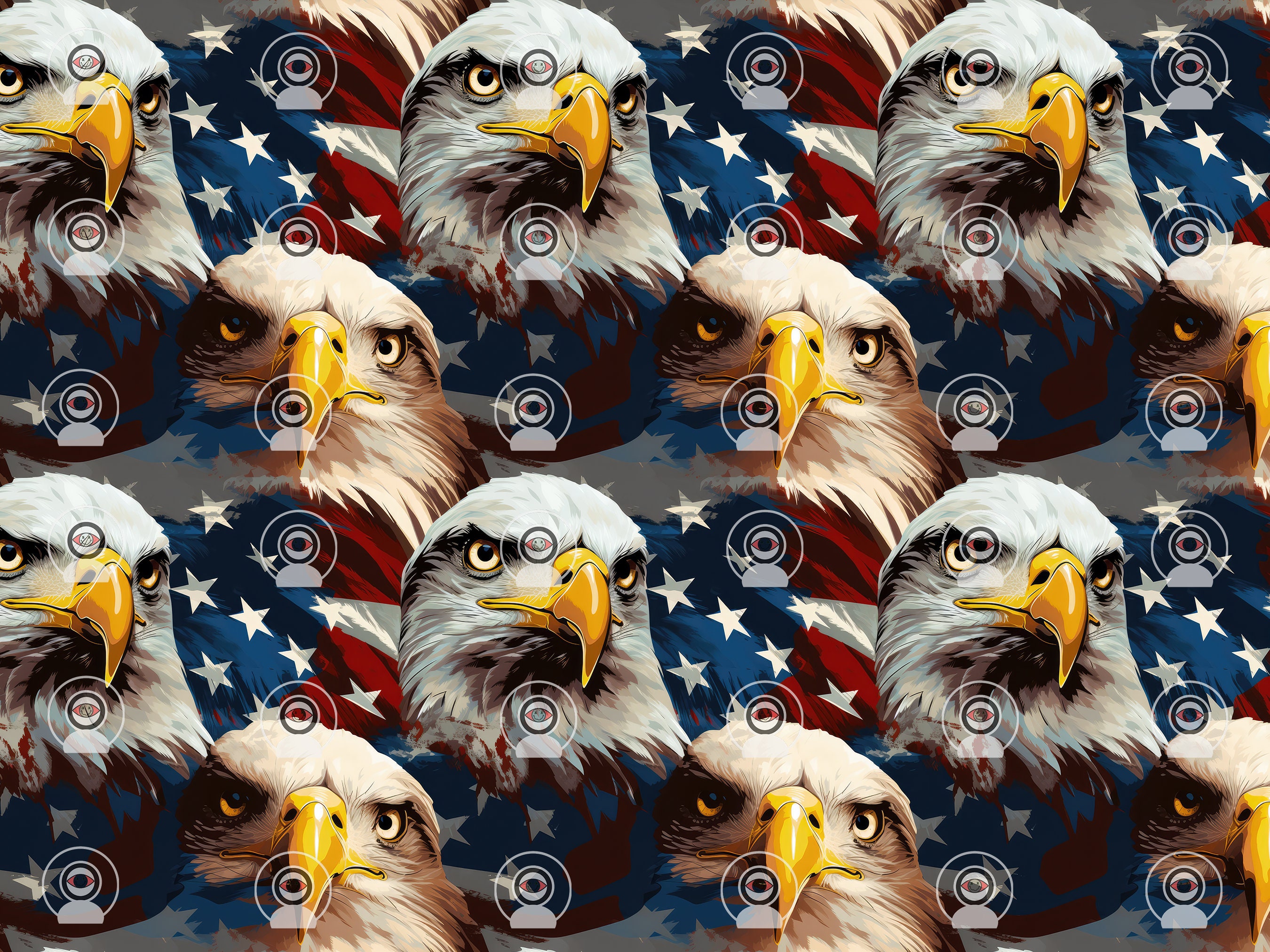 American Bald Eagle Seamless Pattern Digital Download Tile Background ...