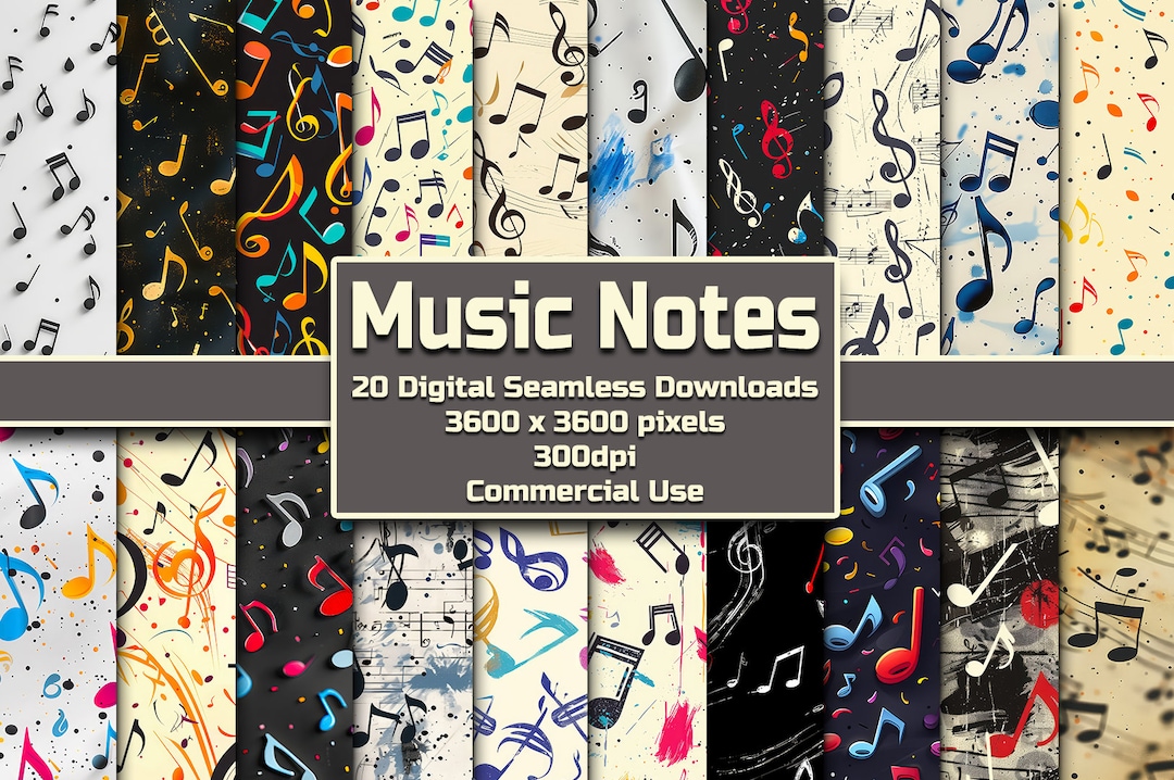 Musical Notes Seamless Pattern Digital Download Tile Background Music ...