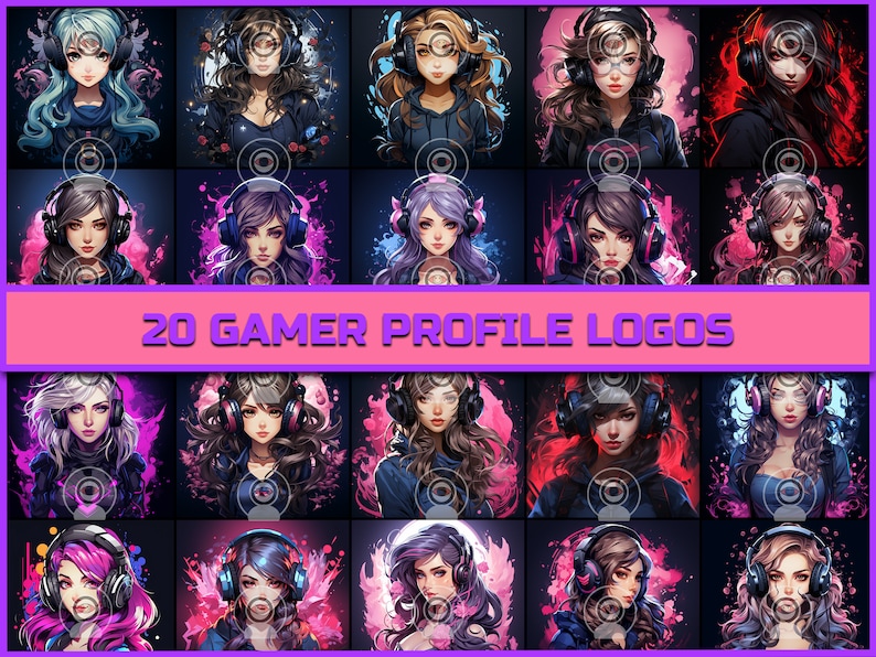 Epic Girl Gamer 20 Digital Download Gaming Profile Logos, High-resolution Esports Avatars for ...