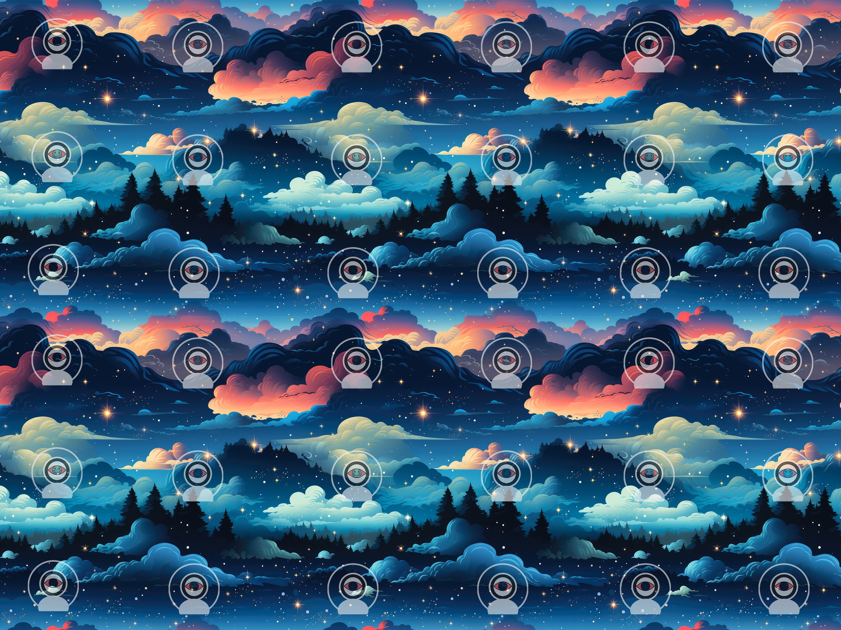 Aesthetic Night Sky Seamless Pattern Digital Download Starry Night Tile ...