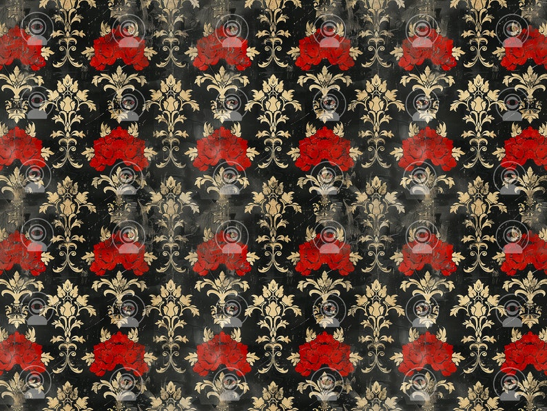 Gothic Demask Seamless Pattern Digital Download Tile Background Elegant ...