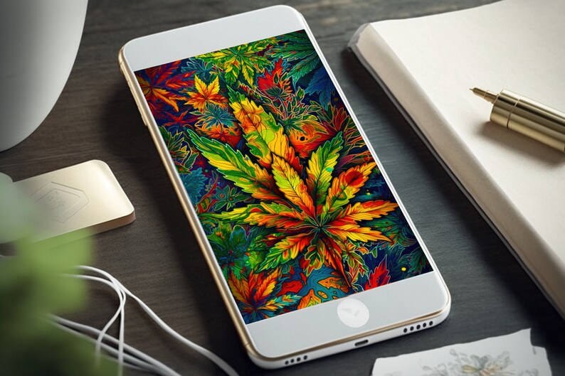 Trippy Cannabis Wallpaper 6 Pack Digital Download Backgrounds 420 ...