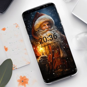 Santa Claus Mobile Wallpaper 12 Digital Download Backgrounds Holiday ...