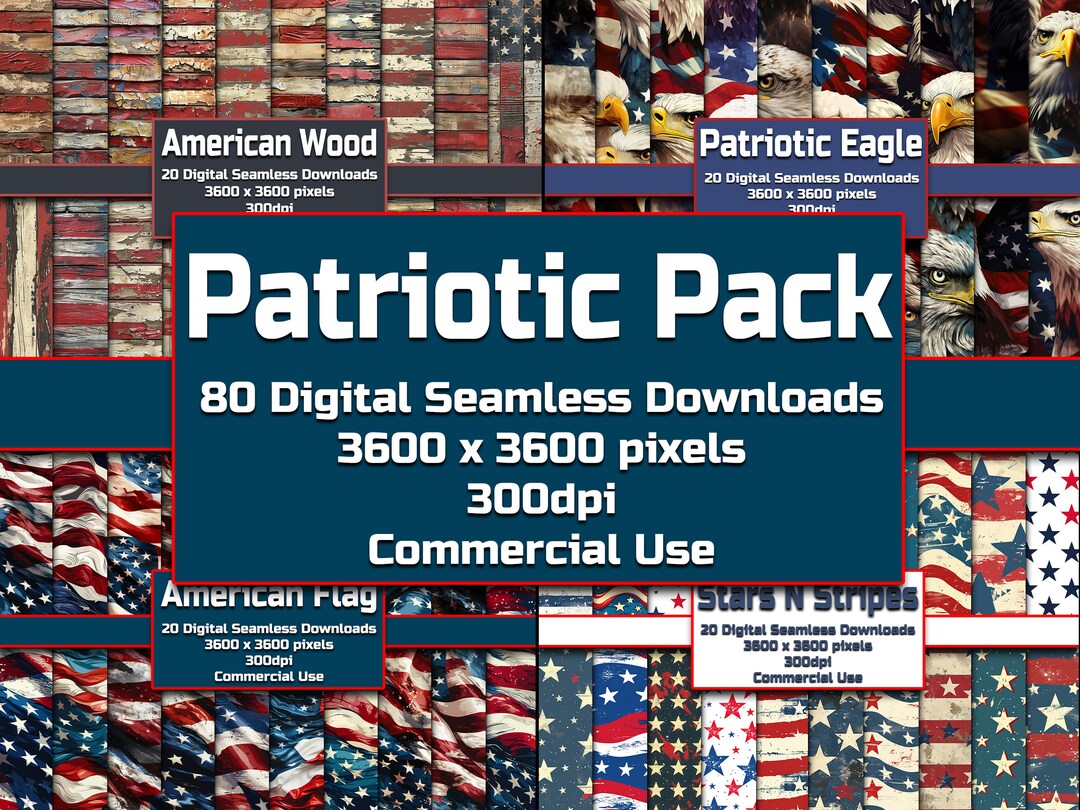 Patriotic Seamless Pattern Bundle Digital Download Tile Background ...
