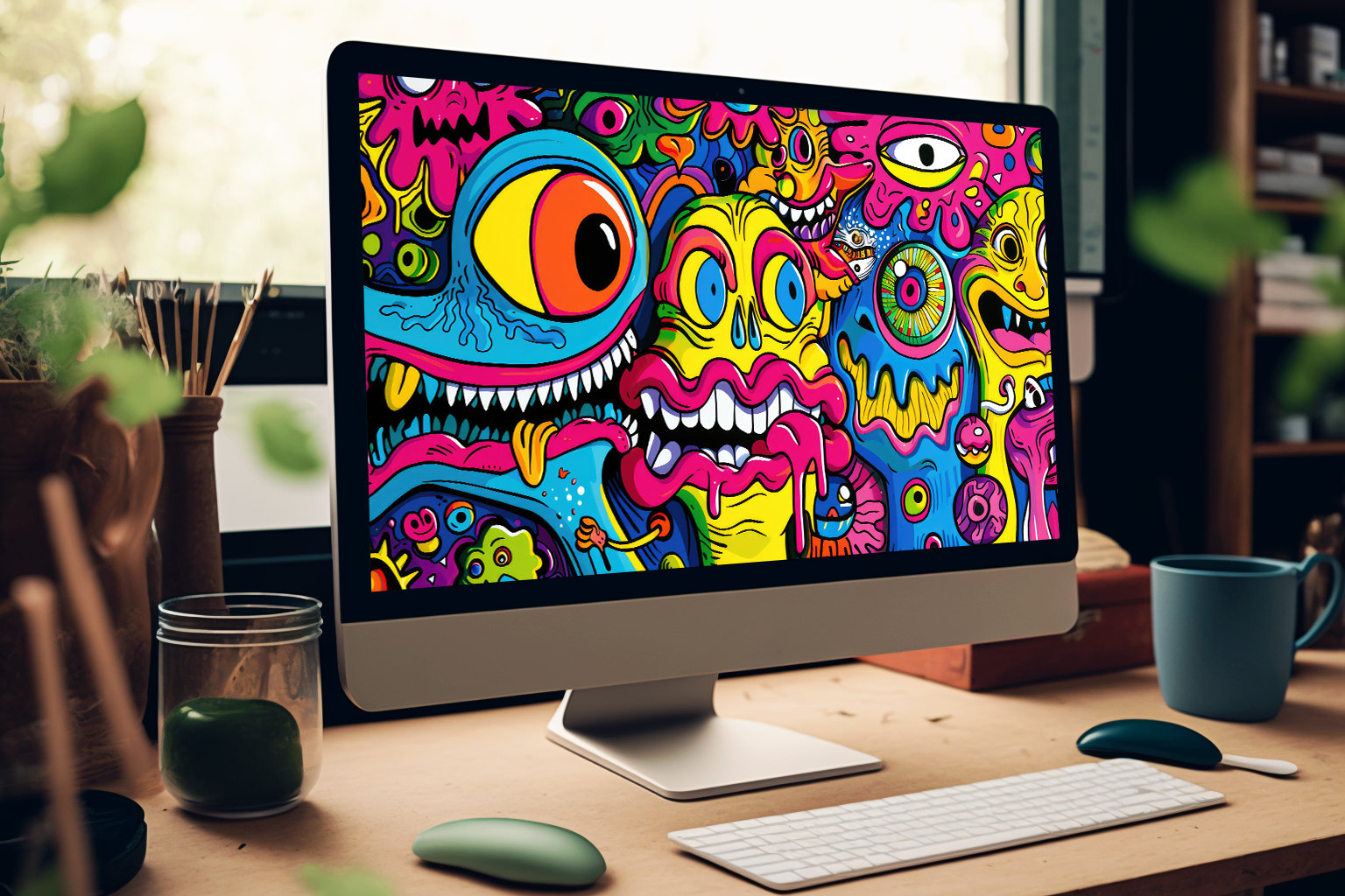 Trippy Smiley Toon Desktop Background 8 Digital Download Wallpapers ...