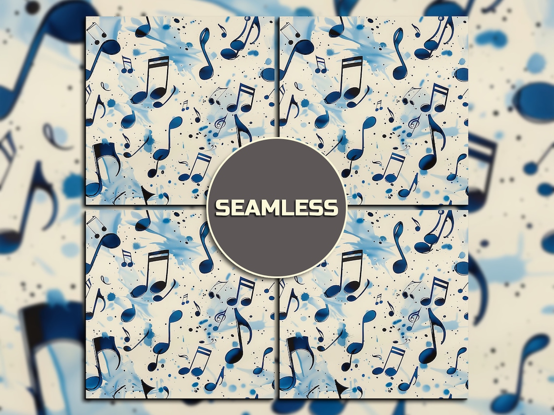 Musical Notes Seamless Pattern Digital Download Tile Background Music ...